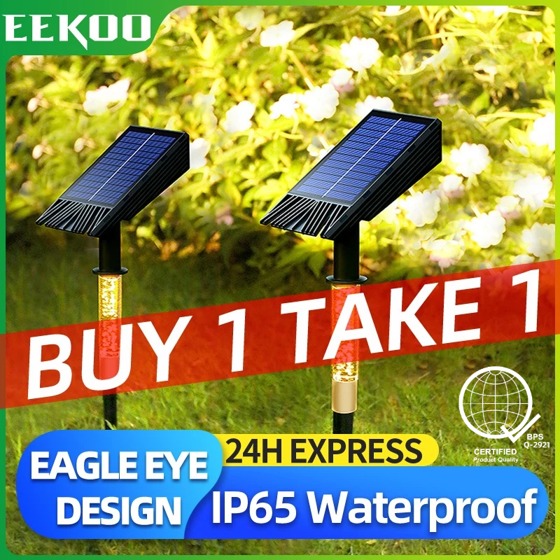 EEKOO LED Solar Spotlight BUY 1 TAKE 1 Waterproof Outdoor Lawn Garden Landscape Lights Colorful ...