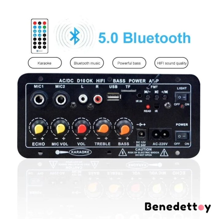 D10 Display 8-12 Inch Speaker AC 220V 12V 24V Digital Bluetooth Stereo Amplifier Board Subwoofer ...