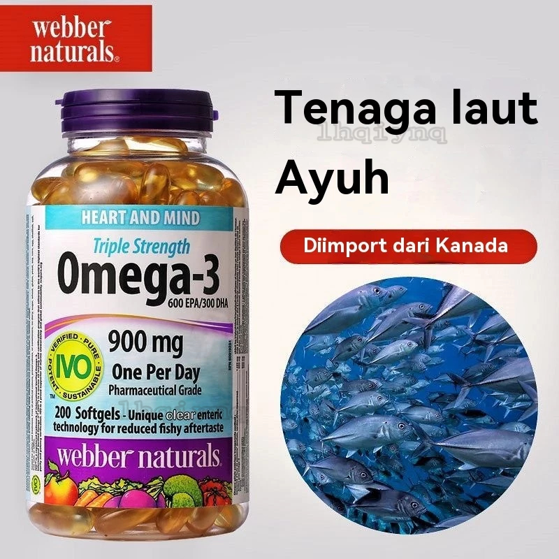 Webber Naturals Omega 3 Fish Oil 900mg 200 capsules Triple Strength ...