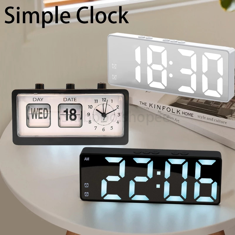 Clock Digtal Date Time Temperatur Display Clock Voice-activated Alarm ...