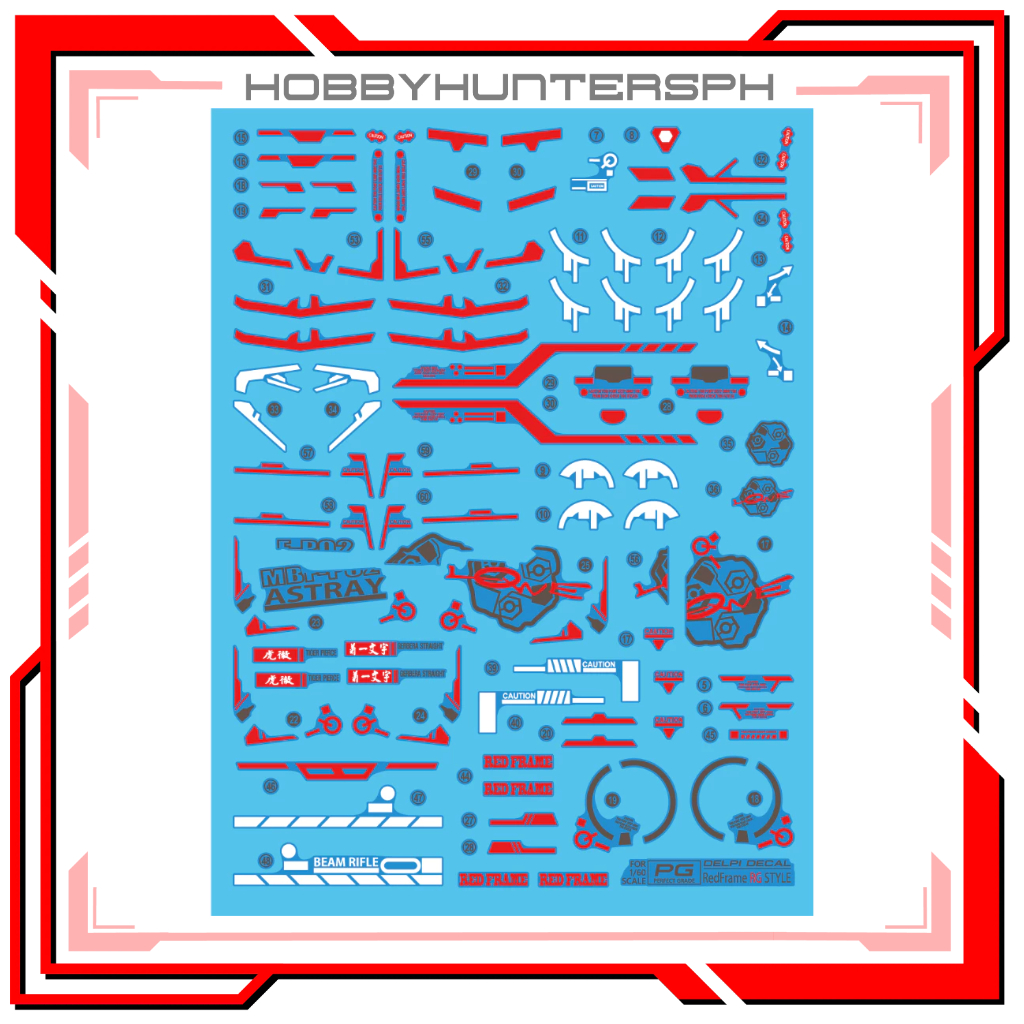 Delpi Decal PG Astray Red Frame Auxiliary Line Waterslide Decals ...