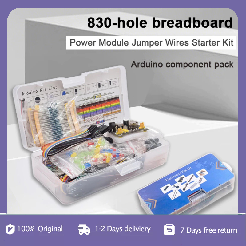 Electronic Component Basic Starter Kit Resistor 830 Breadboard Set Tie ...