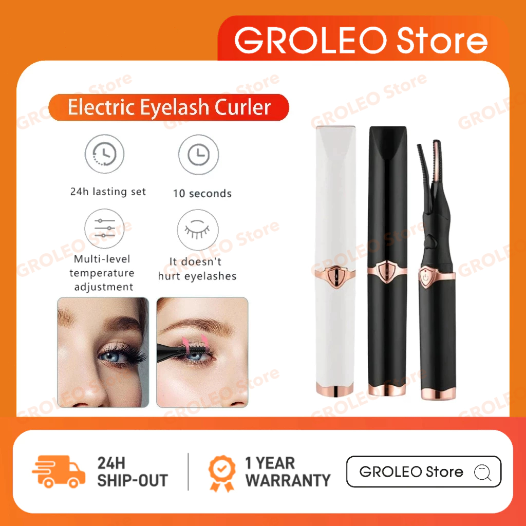 GROLEO Electric Eyelash Curler Heated Lash Curler USB Charging Long ...
