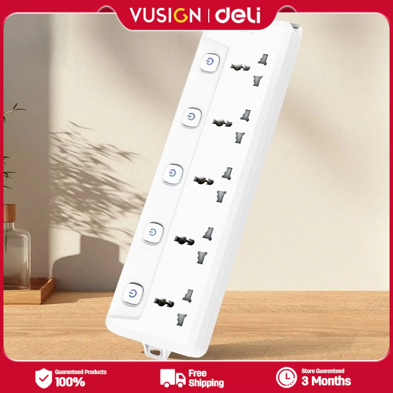 Deli Vusign 2/3/5M Socket Extensions 5 Groups Universal Electric ...