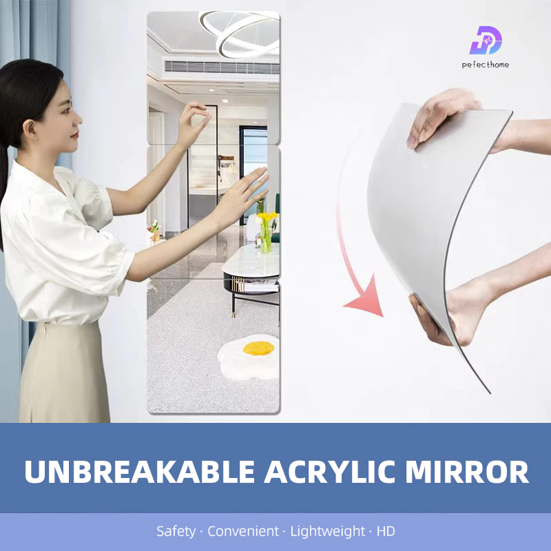 30*60CM Wall Mirror Wall Self-adhesive Mirror Acrylic Sticker Household ...