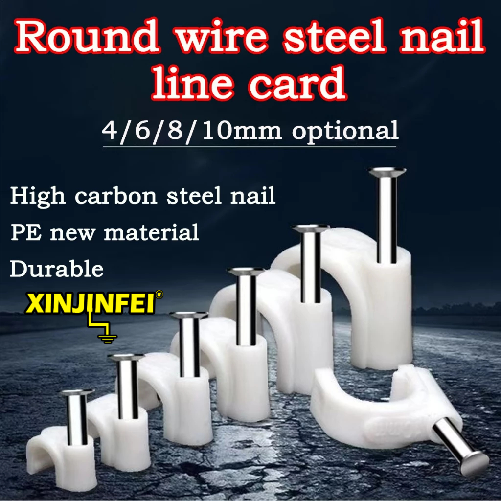 100pcs Circular Steel Nail Wire Clip 4/6/8/10MM Fixed Cable Plastic ...