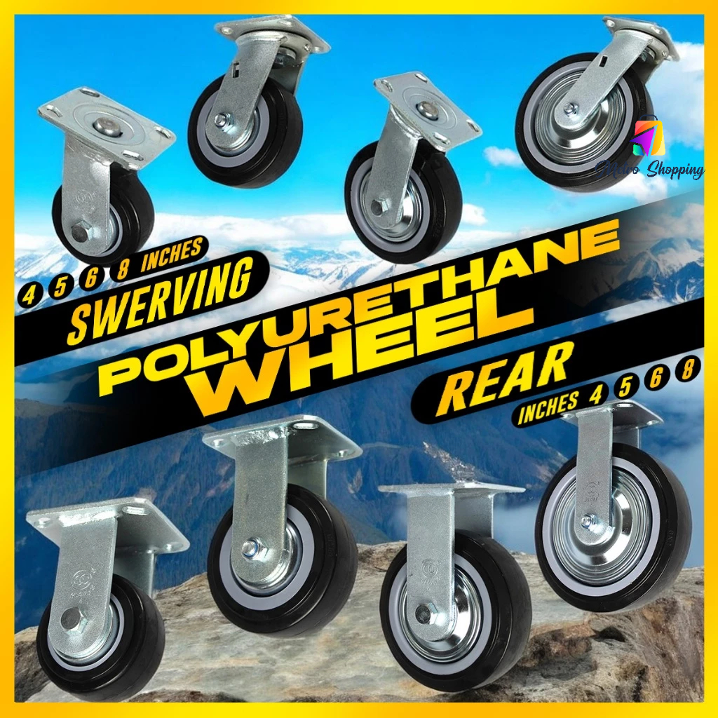 Durable 4 to 8 Inch Black Polyurethane Wheel - Available in Fixed and ...