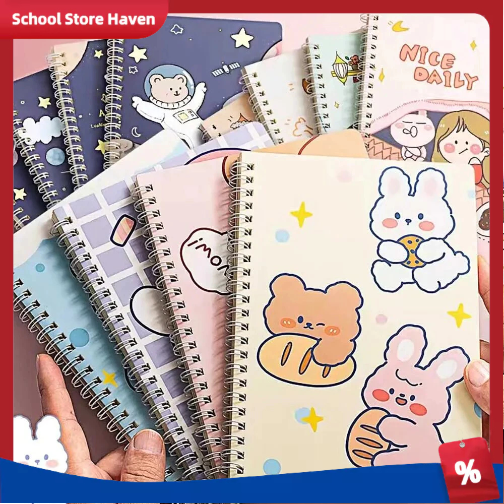 A5 Cartoon Coil Notebook Spiral Landscape aesthetic notepad Student ...