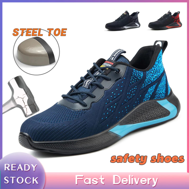 Lightweight safety shoes for men steel toe Rubber Safety Boots Low cut ...