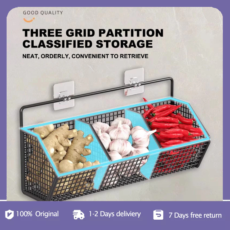 kitchen condiments organizer hanging seasoning rack wall storage onion ...