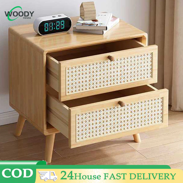 Bedside table solid wood bedside table rattan bedside table ...