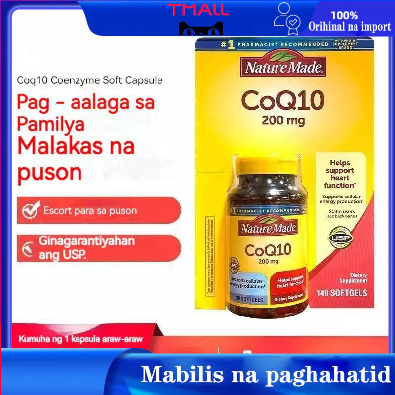 Nature Made CoQ10 200 mg 140 Softgels Coquten Q10 Q10 Qten Co Enzyme Q ...