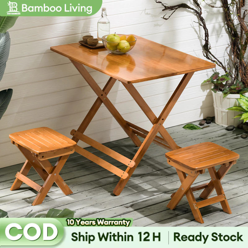 Bamboo Folding Table Wooden Folding Dining Table Outdoor Small Square ...