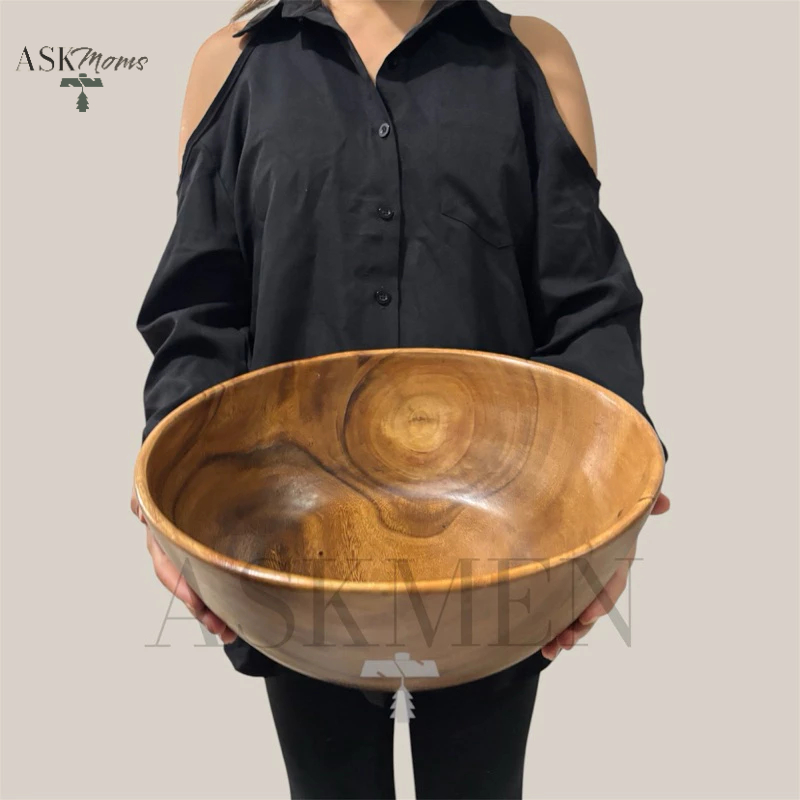 BIG WOODEN BOWL (14x5”)| MIXING, SALAD, FRUIT, SERVING OPEN BOWL ...