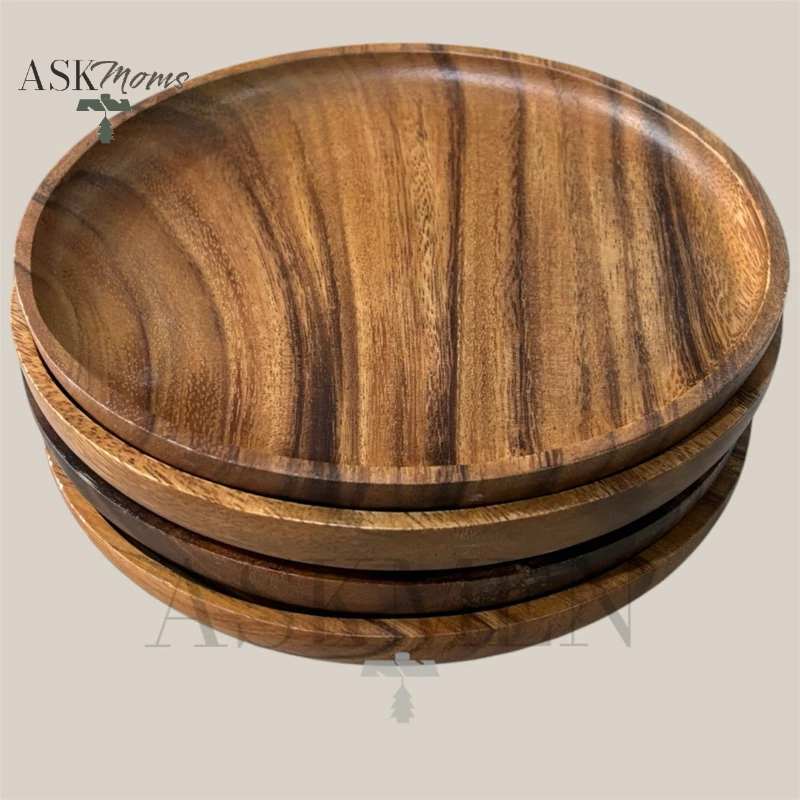 WOODEN PLATE (8 inches) | ROUND/CIRCLE APPETIZER PLATE, WOODEN TRAY ...