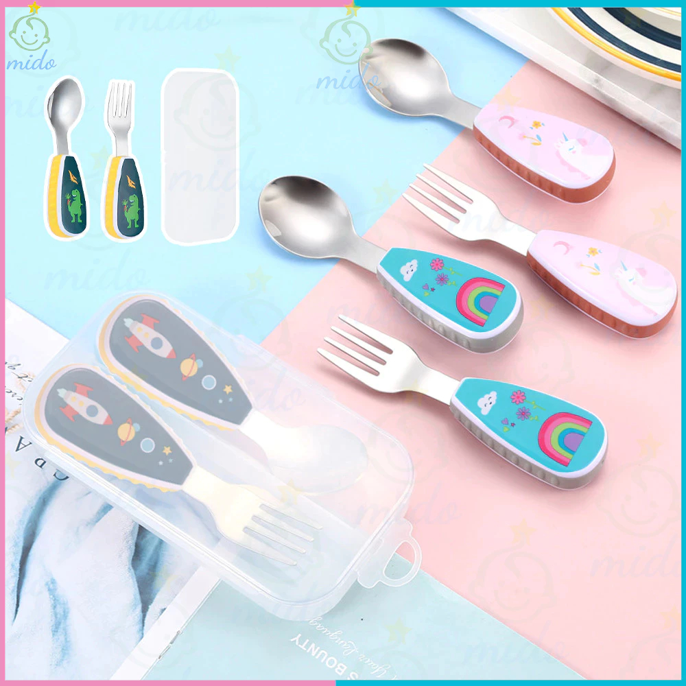 MD Cartoon Spoon and Fork Set for Kids Boy Girl Baby Feeding Set ...