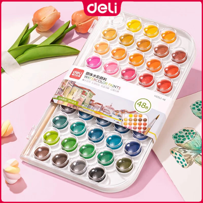 Deli 28/36/48 Colors Basic Solid Watercolor Paint | Shopee Philippines