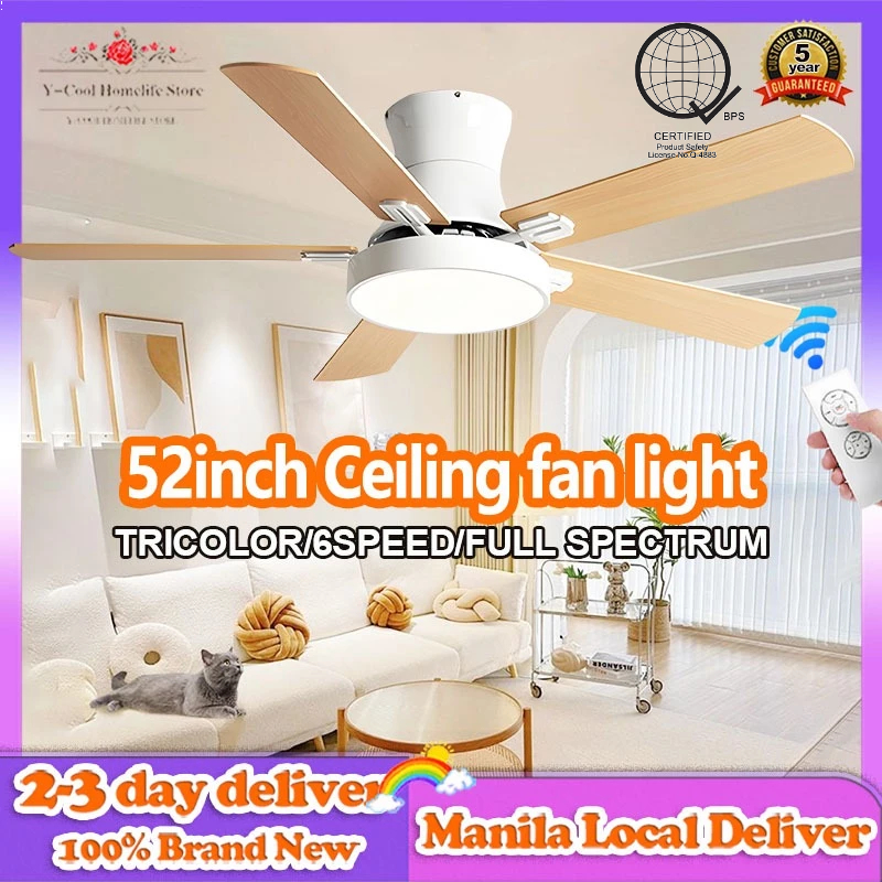 Inverter ceiling fan with led light heavy duty wood fans lights ...