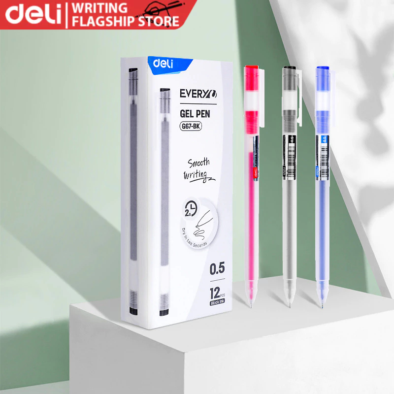 Deli Gel Pen 0.5mm Full Needle Tube Ballpen Neutral Pens EG67 | Shopee ...