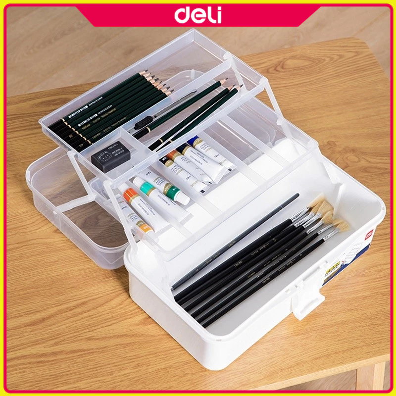 Deli Painting Box Drawing Storage Box School Supplies White 68302/68303 ...