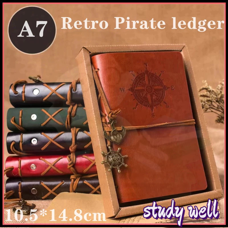 A5 A6 A7 refillable PU leather notebook retro strap blank kraft notepad ...