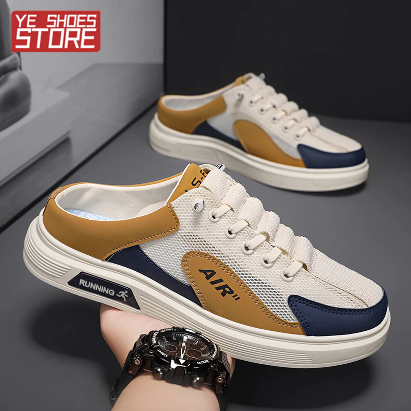 New Half Shoes Slippers For Men Breathable Driving Shoes Mens Mesh Slip ...