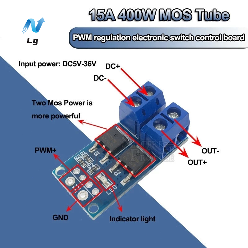 High Power 15A 400W MOS FET Driver Module PWM Regulator Switching ...