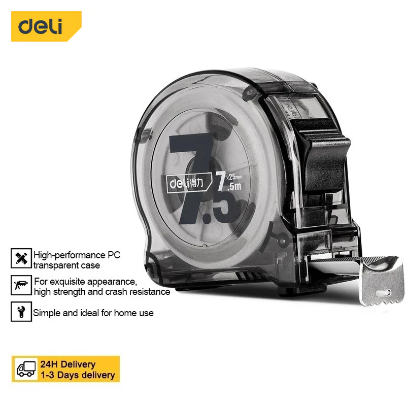 Deli Tape Measure 3mx16mm- 5mx19mm- 7.5mx25mm Portable Shrinking Ruler DL270316T DL270519T ...
