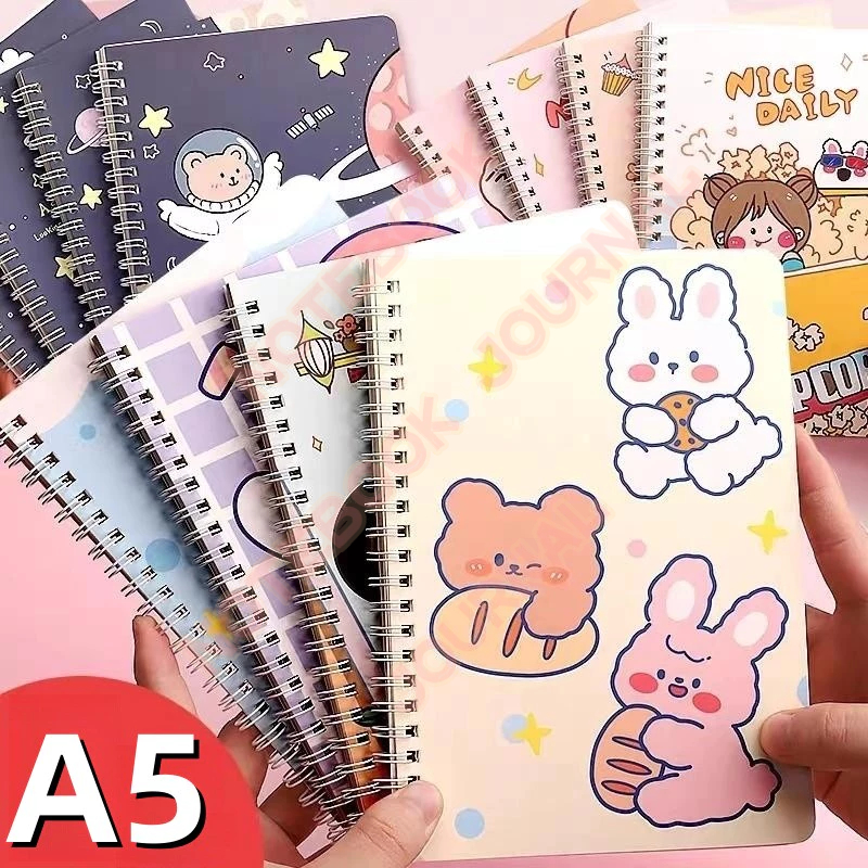 A5 Cute Spiral Notebook Cartoon Coil Notebook 60 Sheets Notebook School ...