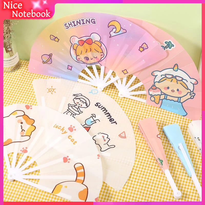 1PC Cute Cartoon Folding Fan Plastic Foldable Hand Fans Student Gift ...