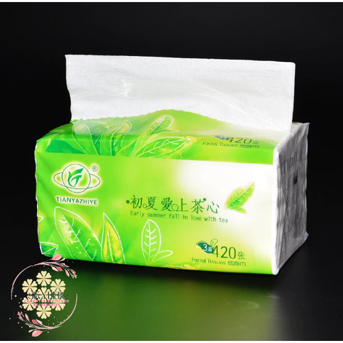 Green Tea Facial Tissue 4 Ply Organic High Quality Paper Facial Tissue ...