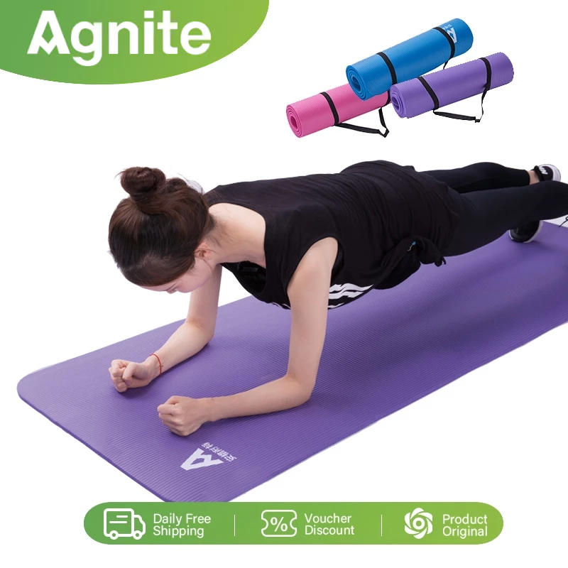 Agnite by Deli 10MM Yoga Mat Thickened NBR Non Slip Workout Exercise ...