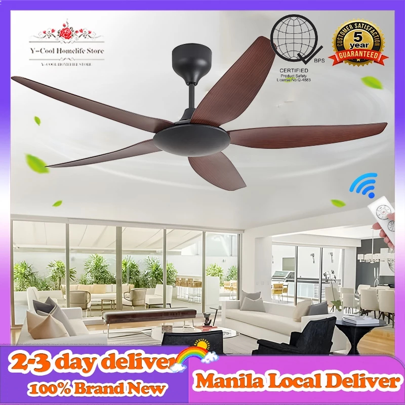 Ceiling Fan With Light Modern Low Floor Electronic fan 5 blades For ...