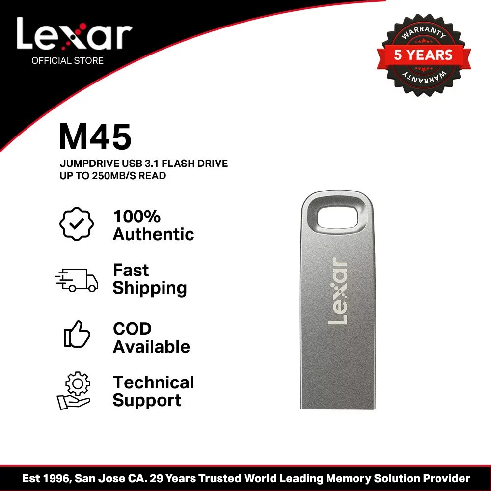 Lexar JumpDrive M45 64GB/128GB USB 3.1 Durable Metal Design Flash Drive ...