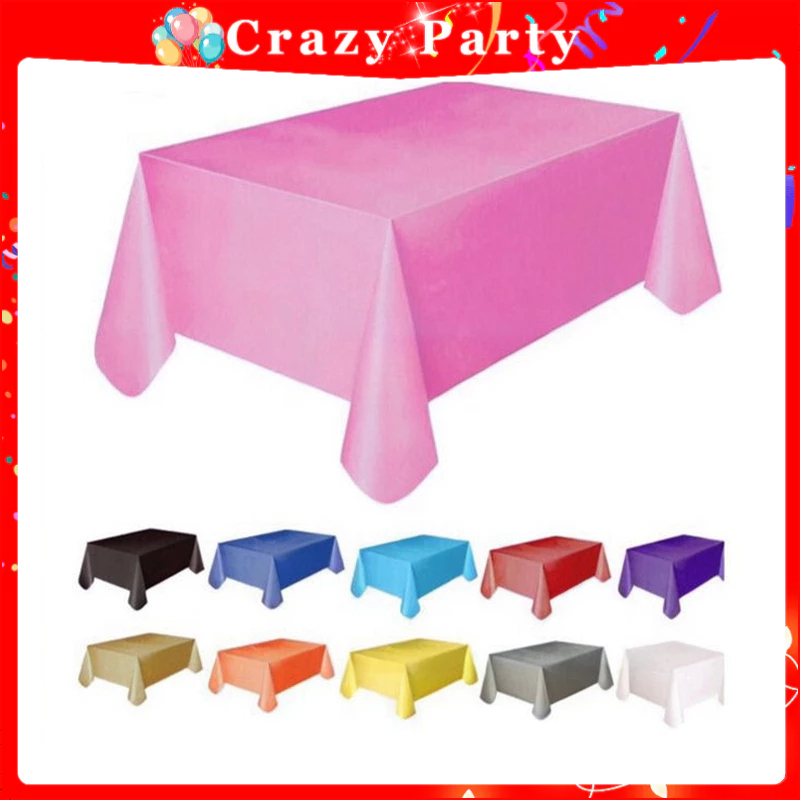 Table Tablecloth Decoration PE Plastic Cloth Happy Birthday Wedding ...