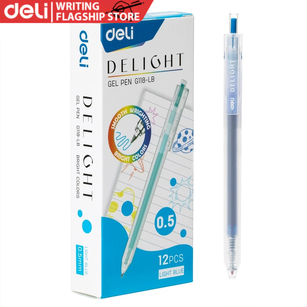 Deli Press Color Gel Pen 0.5mm Bullet EG118-LB | Shopee Philippines