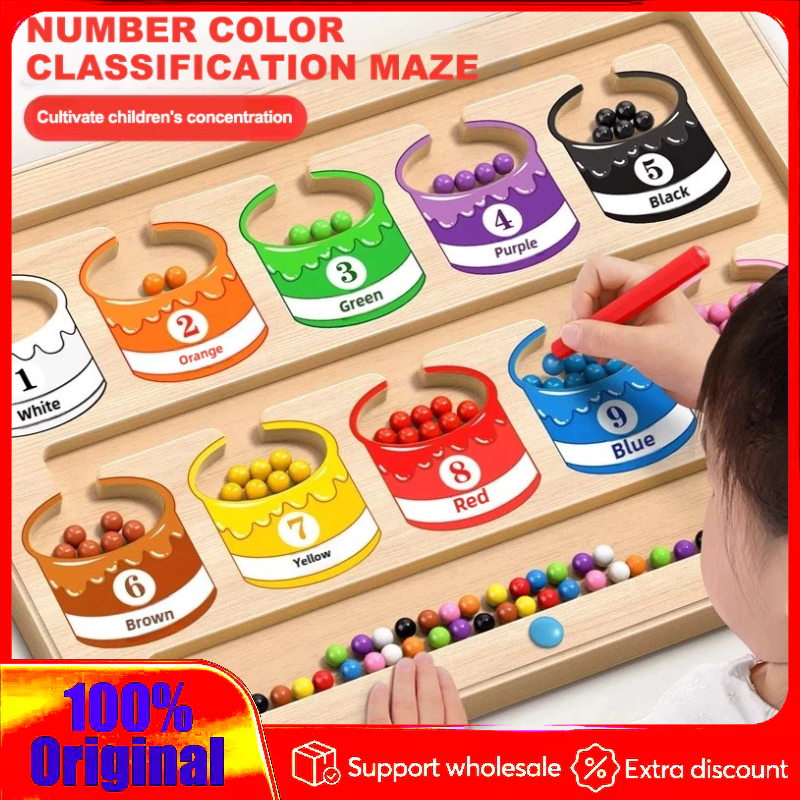 Children's Magnetic Walking Beads Number Maze Pen Dribbling Toys ...