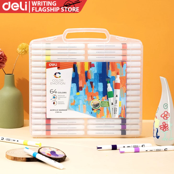 Deli 12/24/36 Colors Acrylic Marker Pen EC191 Art Painting Pens ...