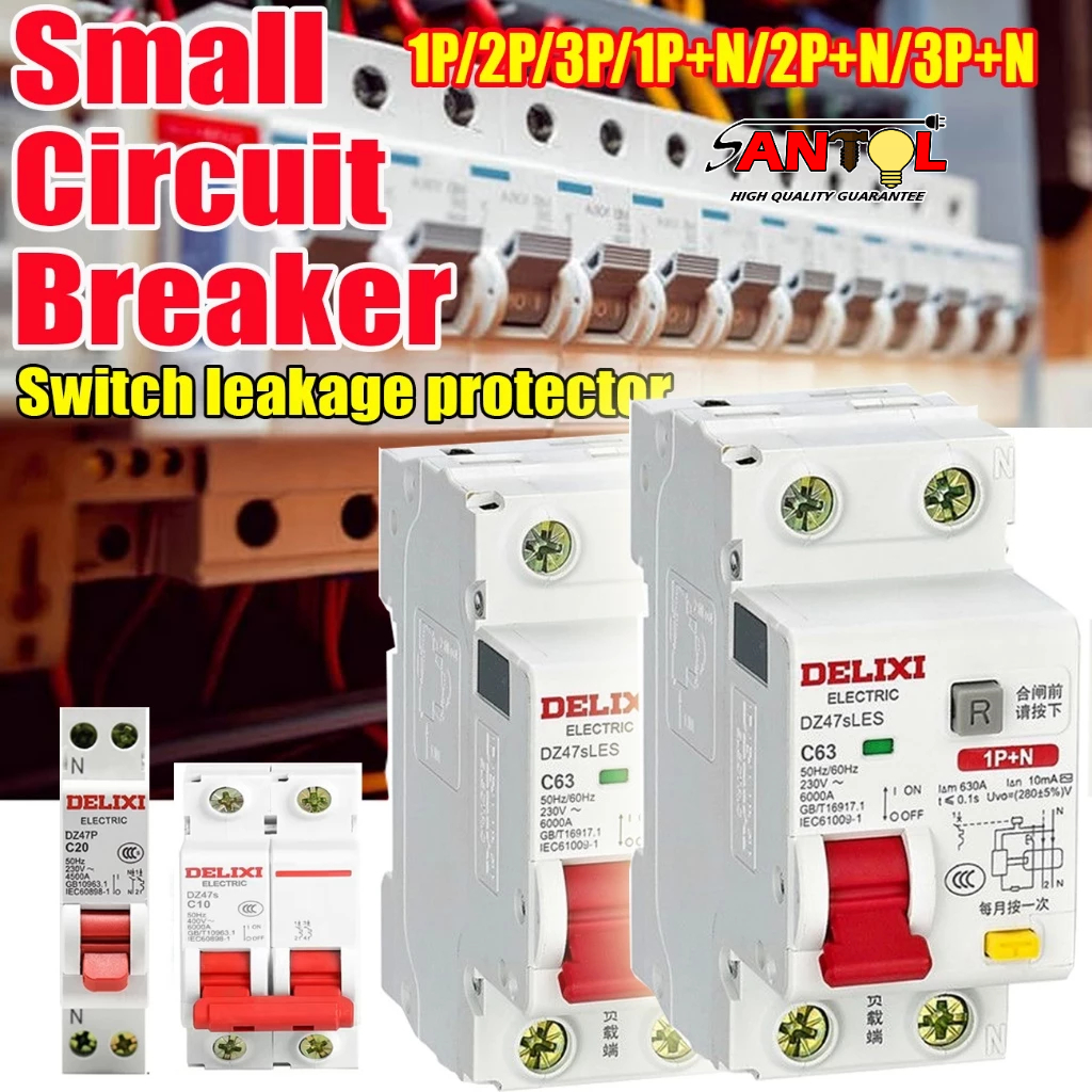 1P 2P 3P MAX 50A 10A 20A Mini Circuit Breaker Short Overload Protector ...