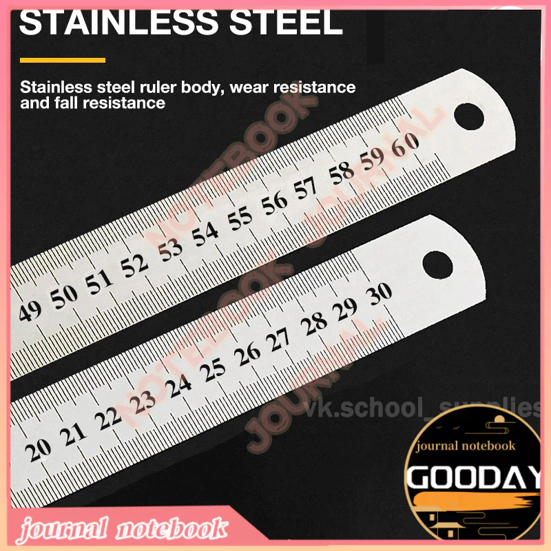 30cm/60cm Stainless Steel Measuring Double-sided Scale Ruler High ...