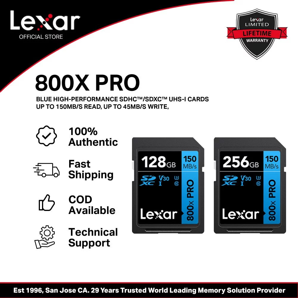 Lexar High Performance 800x Pro 128GB/256GB SDXC UHS-I SD Card BLUE ...