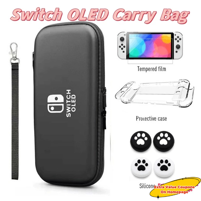 Nintendo Switch OLED Storage Carry Bag with Accessories Kit Includes ...