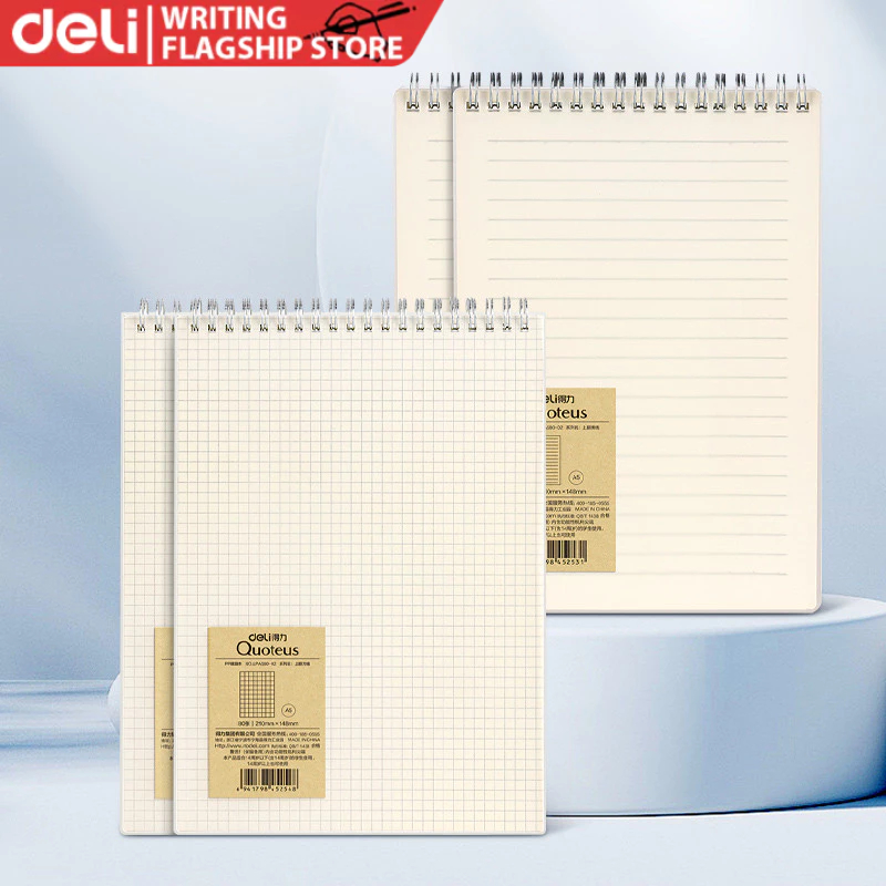 Deli A5/B5/A4 Binder Notebook 80 Sheets Line/Grid Spiral Notebooks ...