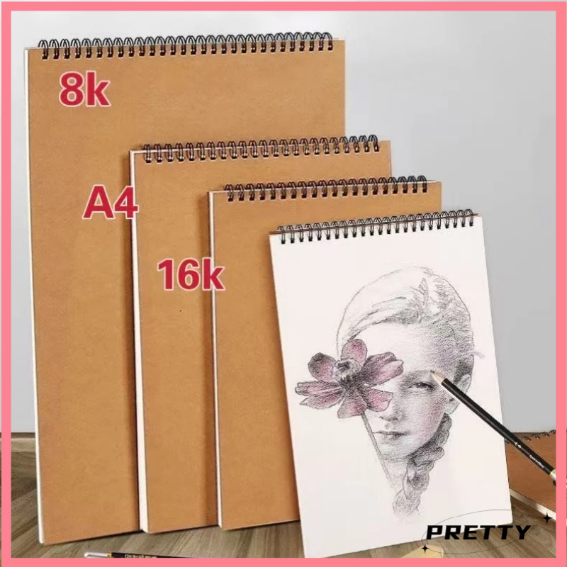 Double Spring Sketch Book Big A4/A5/8K/16K Kraft Blank Sketch Pad with Thick Paper For Graffitis ...