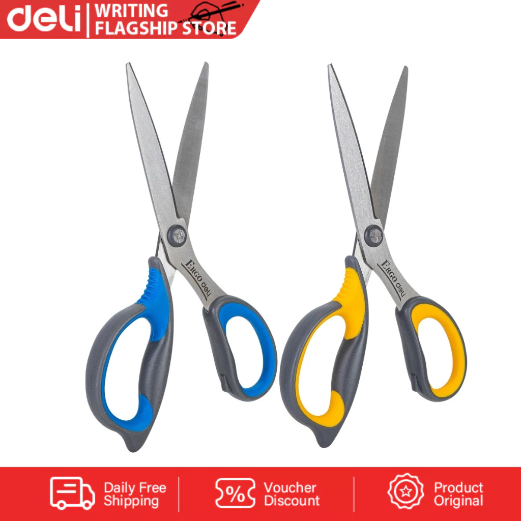 Deli 170mm Scissors Ergonomic Asymmetric Handles Mixed | Shopee Philippines
