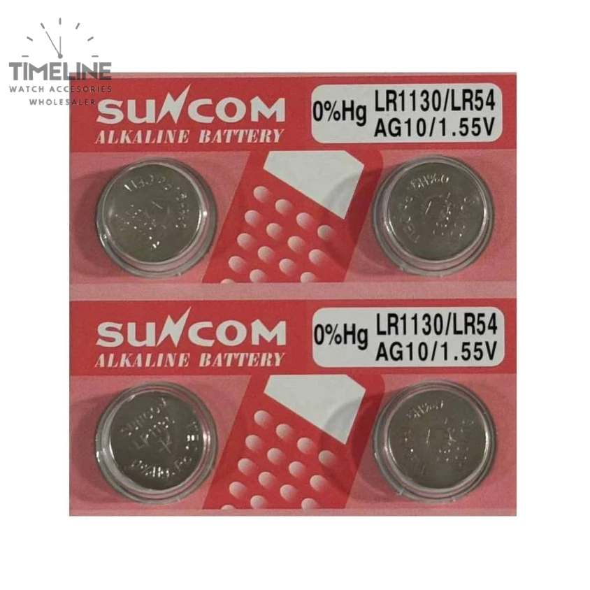 4pieces LR1130 LR54 AG10 Suncom Alkaline Battery For watches ...