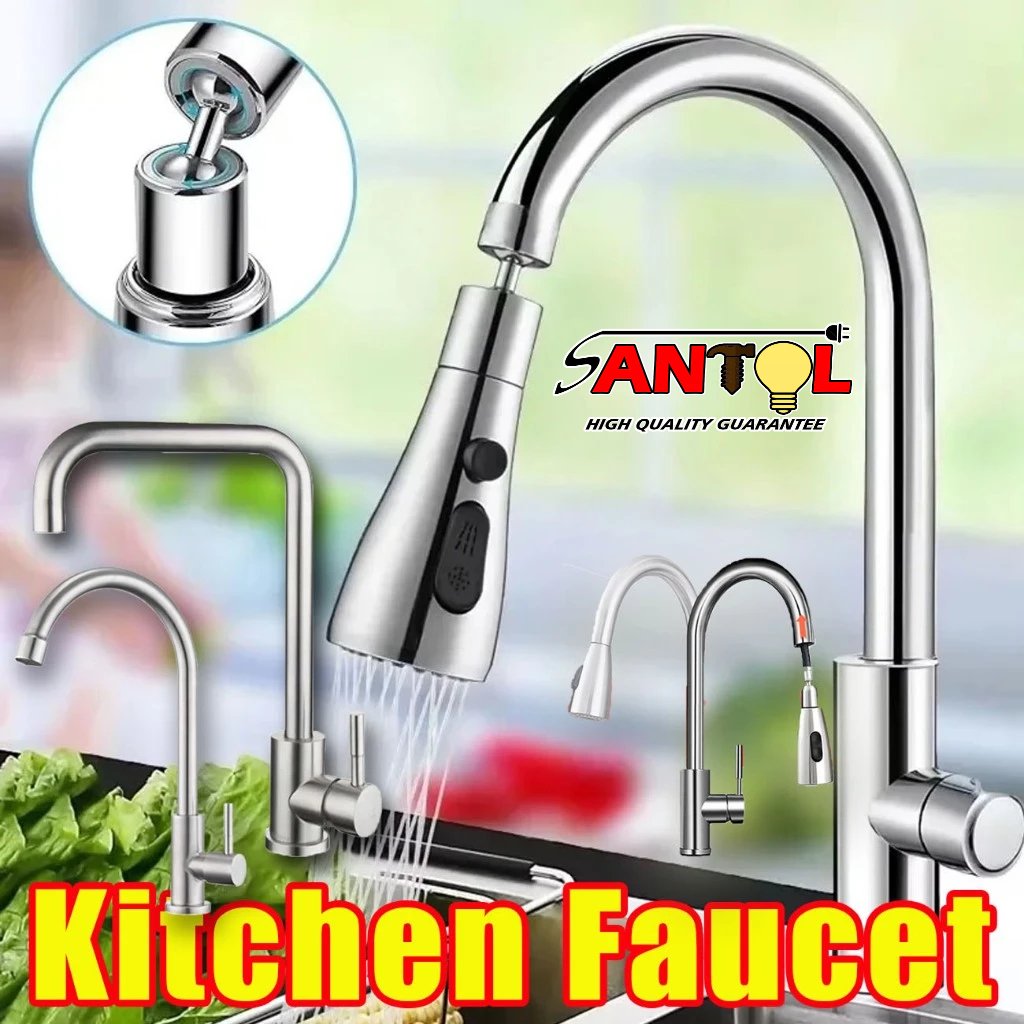 304 Stainless Steel Pull Out Kitchen Sink Water Tap Deck Mounted Mixer ...
