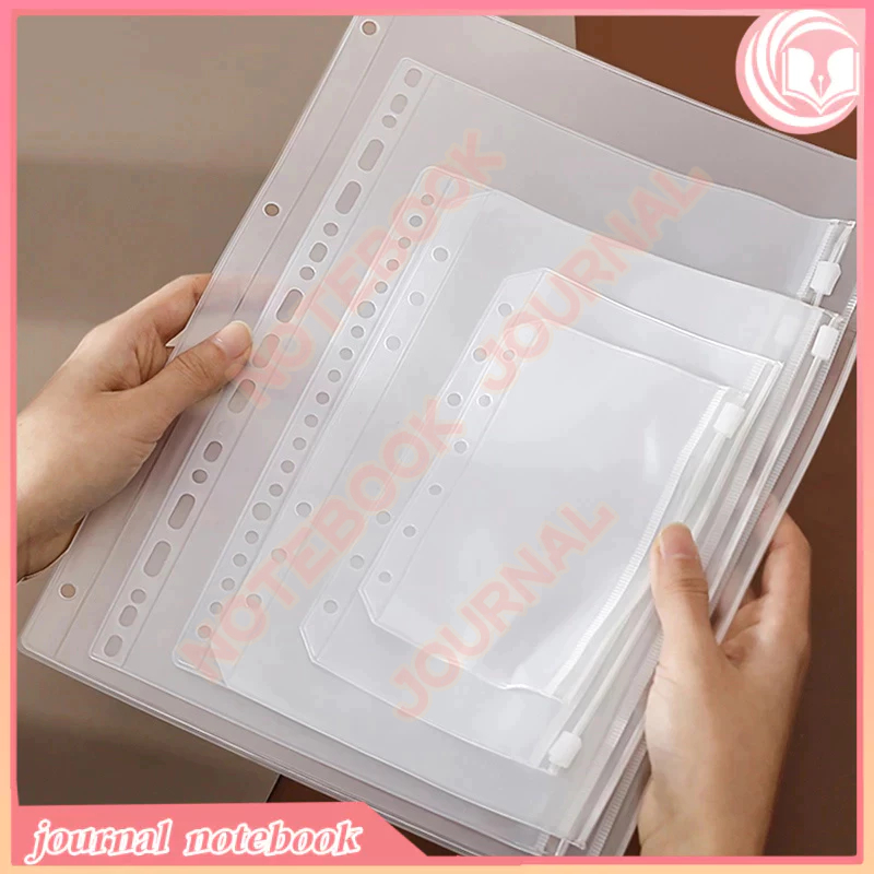 Transparent A5 A6 B5 Ring Binder Pockets Zip Envelope PVC Pouch Document Filing Bags Organizer ...