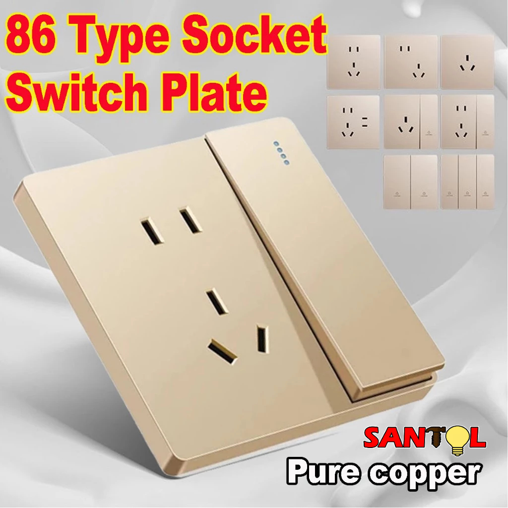 All Copper Type 86 Concealed Wall Switch Socket Panel Household Single ...