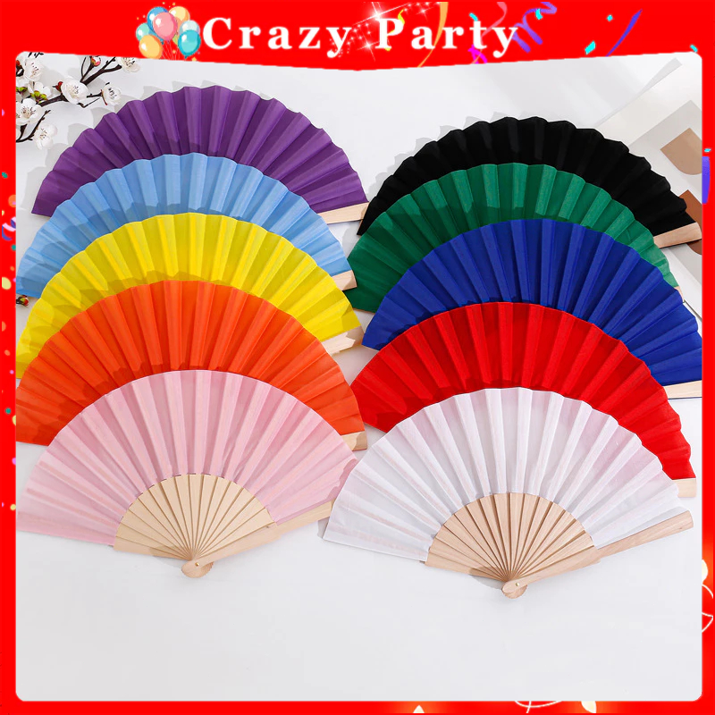 1PCS/23cm Plastic Fan-shaped Bone Solid Color Cloth Fan-Shaped Candy ...